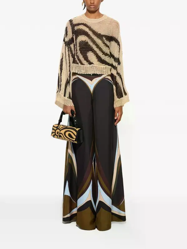 Emilio Pucci Fari Print Silk Twill Wide-leg Trousers - Black