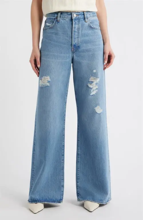 FRAME Loose Ripped Wide Leg Jeans - Sundrop