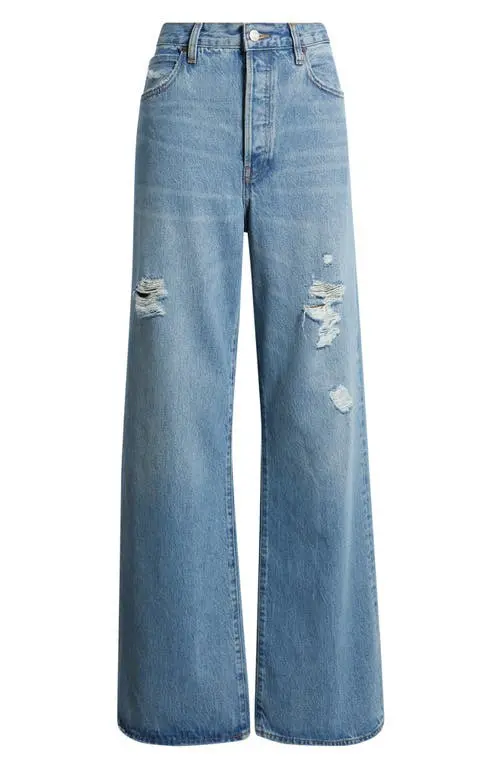 FRAME Loose Ripped Wide Leg Jeans - Sundrop