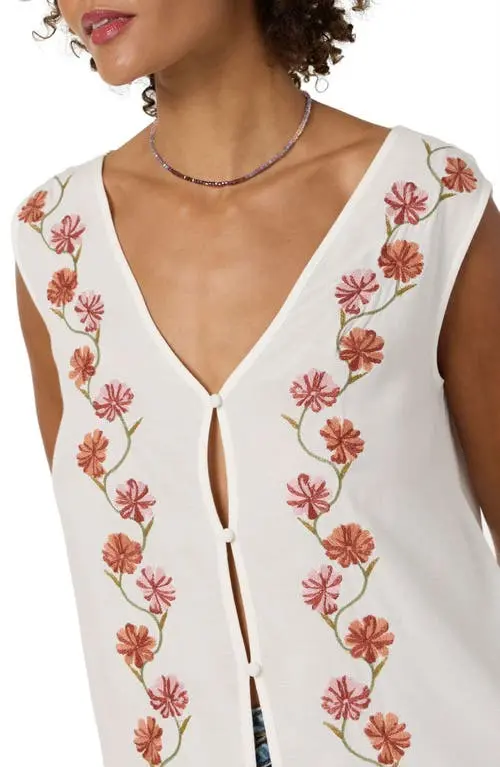 O'Neill Farren Embroidered Floral Sleeveless Top