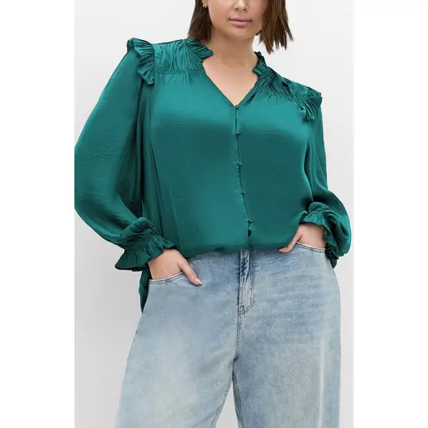 City Chic Jocelyn Ruffle Gathered Top