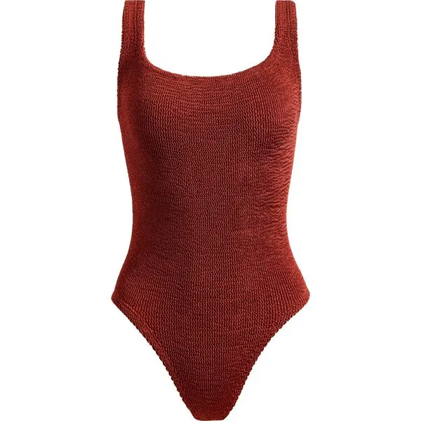 Hunza G Square Neck One-piece Swimsuit - Metallic Chestnut