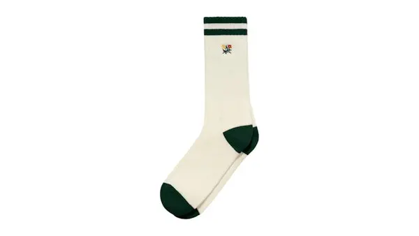 Aimé Leon Dore Striped Crest Sock - Cream/green