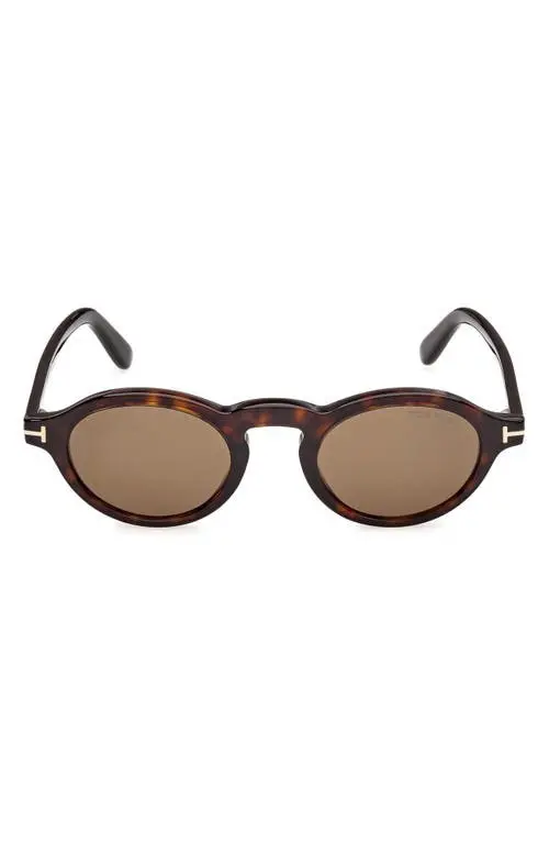 TOM FORD 48mm Oval Sunglasses - Dark Havana/roviex