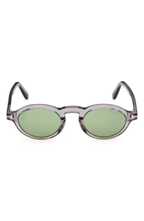 TOM FORD 48mm Oval Sunglasses - Shiny Transparent Grey/green