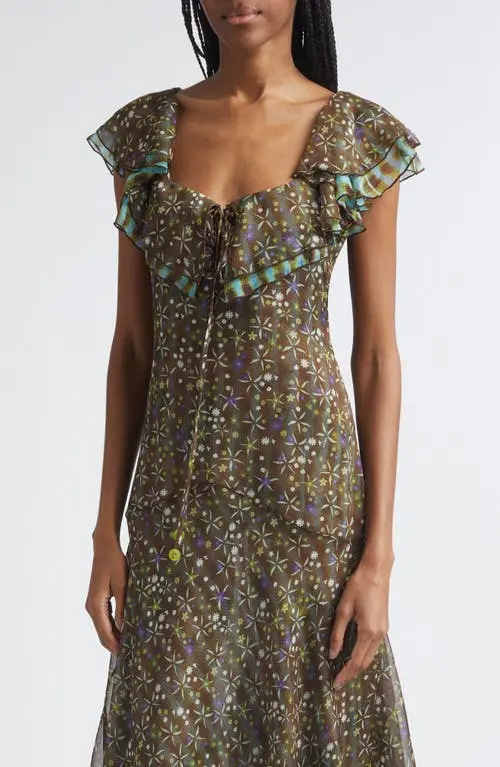 SIEDRES Caenes Ruffle Chiffon Midi Dress