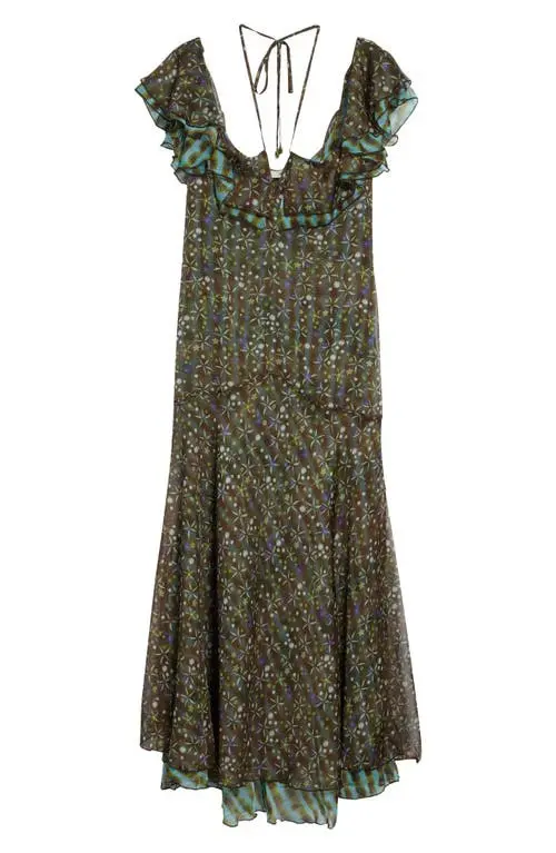 SIEDRES Caenes Ruffle Chiffon Midi Dress