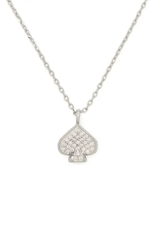 Kate Spade New York Pave Crystal Spade Pendant Necklace - Clear/silver.