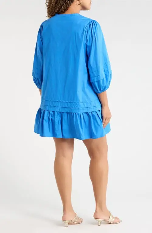 SUGARLIPS Velma Ruffle Cotton Shift Dress - Cobalt