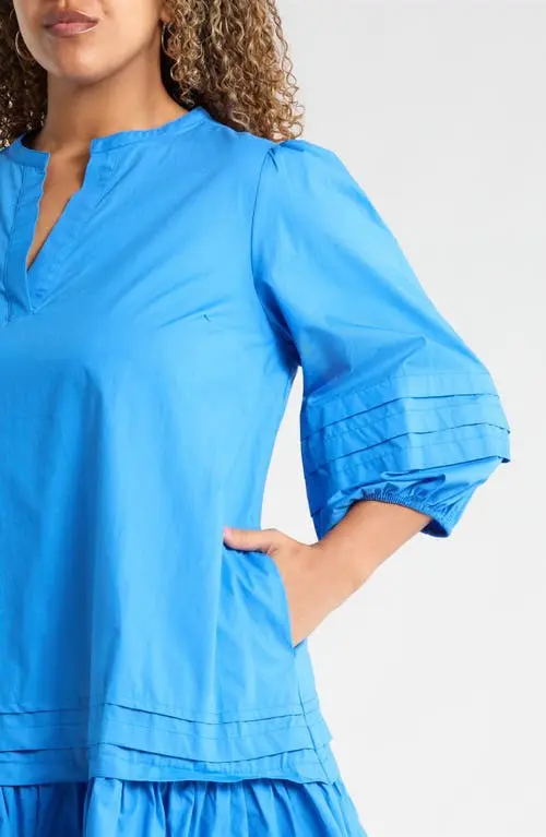 SUGARLIPS Velma Ruffle Cotton Shift Dress - Cobalt