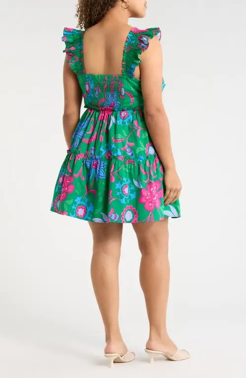 SUGARLIPS Floral Ruffle Tiered Cotton Mini Sundress - Cabina