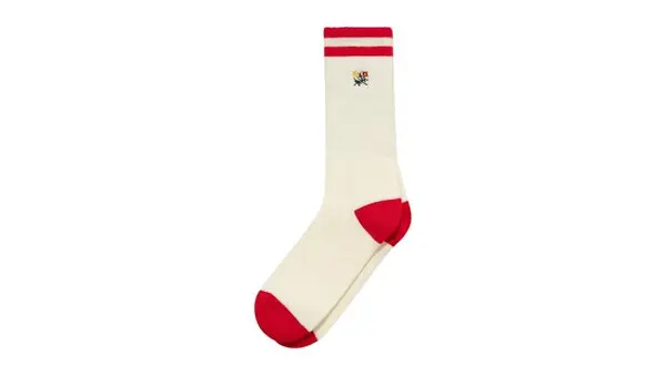 Aimé Leon Dore Striped Crest Sock - Cream/red
