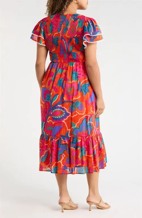 SUGARLIPS Floral Tiered Midi Dress
