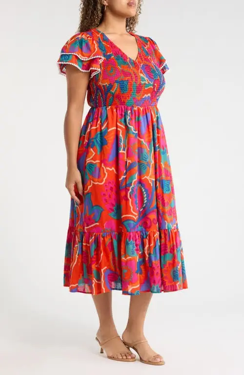 SUGARLIPS Floral Tiered Midi Dress