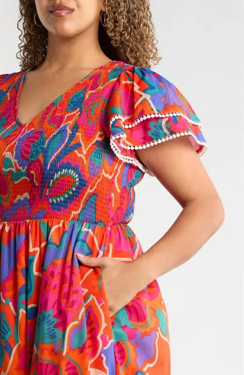 SUGARLIPS Floral Tiered Midi Dress