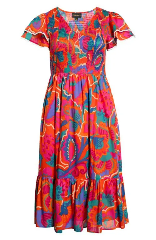 SUGARLIPS Floral Tiered Midi Dress