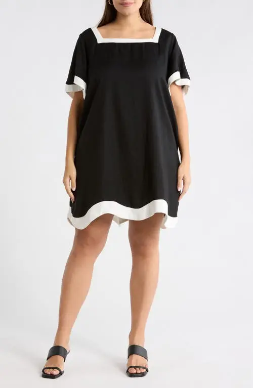 SUGARLIPS Gizelle Scallop Shift Minidress - Black