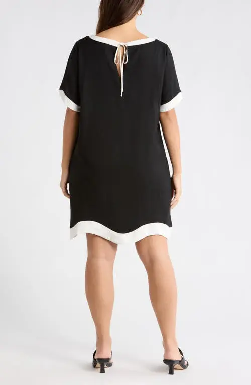 SUGARLIPS Gizelle Scallop Shift Minidress - Black
