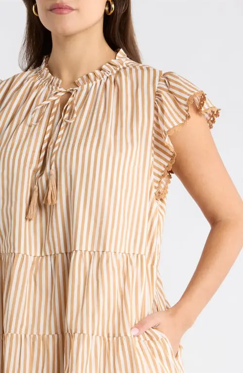 SUGARLIPS Striped Cotton Shift Mini Dress