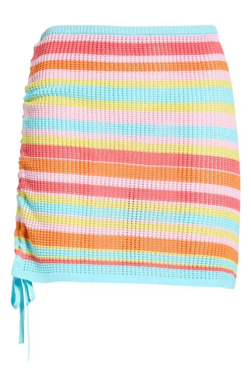 KULANI KINIS Stripe Open Knit Cover-up Miniskirt