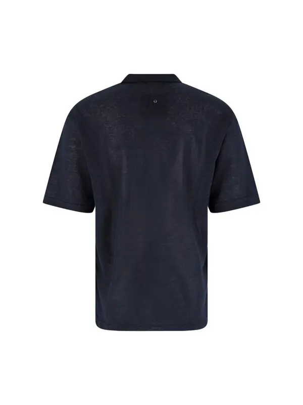 WHITE SAND Linen Blend Polo - Blue