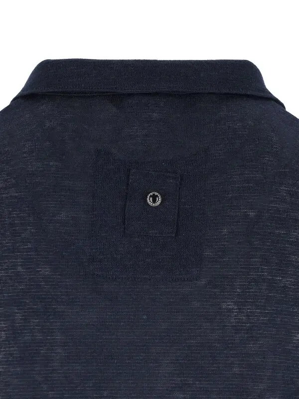 WHITE SAND Linen Blend Polo - Blue