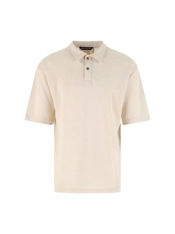 WHITE SAND Linen Blend Polo - Cream