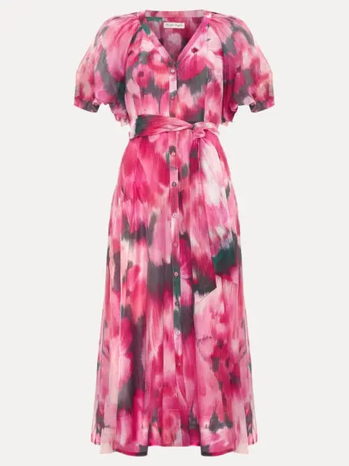 PHASE EIGHT Caterina Puff Sleeve V-neck Shirt Dress