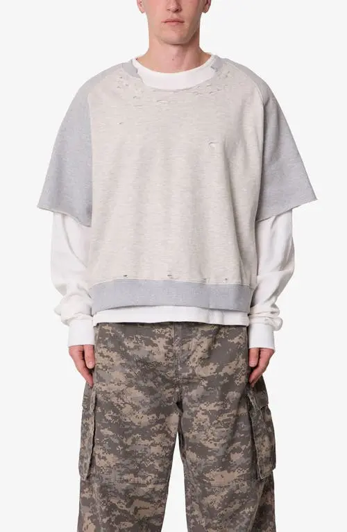 Mnml Layered Look Distressed Sweatshirt