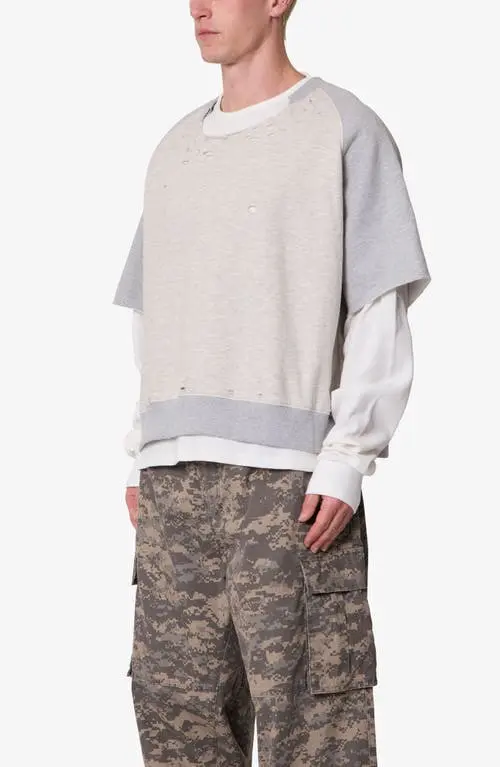 Mnml Layered Look Distressed Sweatshirt