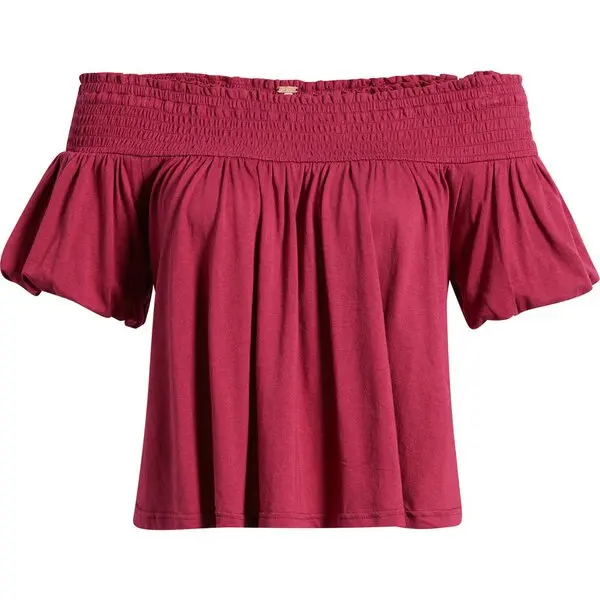 Free People Mabel Off-the-shoulder Top - Sangria