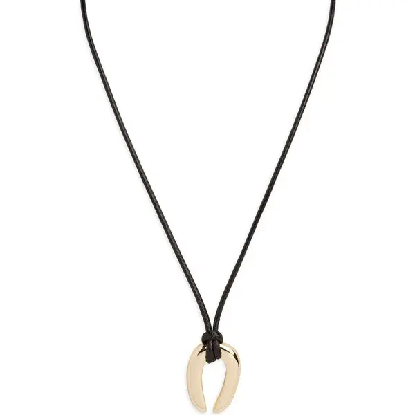 Argento Vivo Serena Horseshoe Pendant Cord Necklace - Gold/black