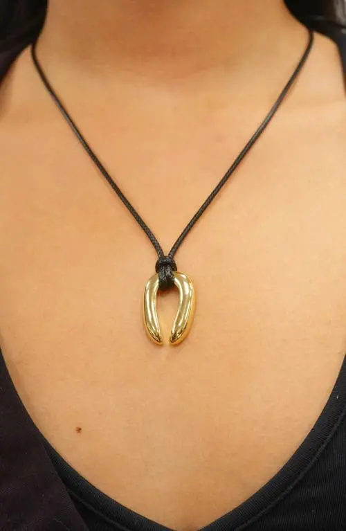 Argento Vivo Serena Horseshoe Pendant Cord Necklace - Gold/black