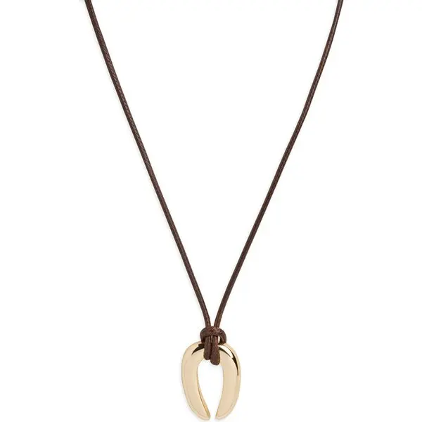 Argento Vivo Serena Horseshoe Pendant Cord Necklace - Gold/brown