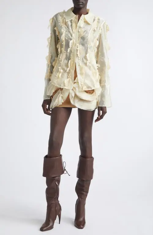 KIM SHUI Quiyona Lace Trim Silk Shirt
