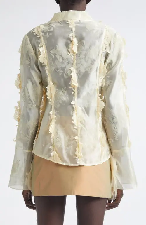 KIM SHUI Quiyona Lace Trim Silk Shirt
