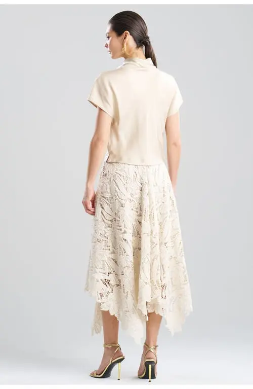 Natori Solid Silk Twill Cap Sleeve Cowl Neck Top
