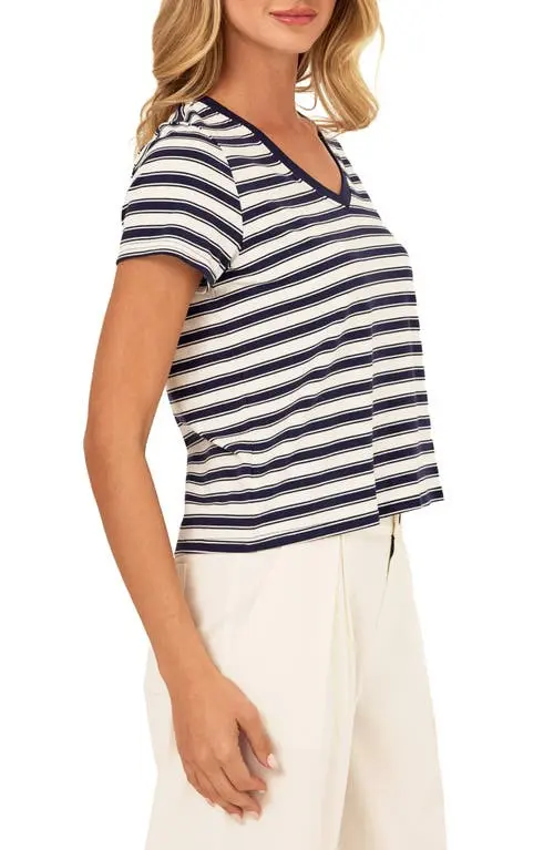 THREADS 4 THOUGHT Maxine Stripe V-neck T-shirt - White/stargazer