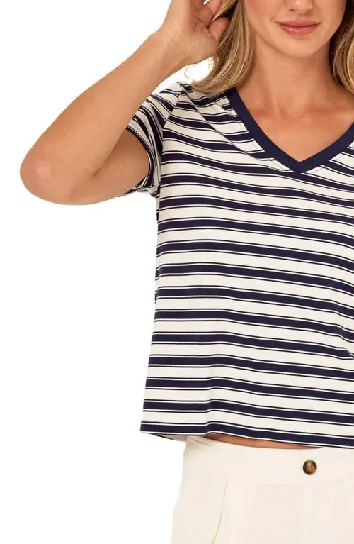 THREADS 4 THOUGHT Maxine Stripe V-neck T-shirt - White/stargazer