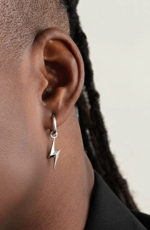 YOJ Lightning Charm Hoop Earring