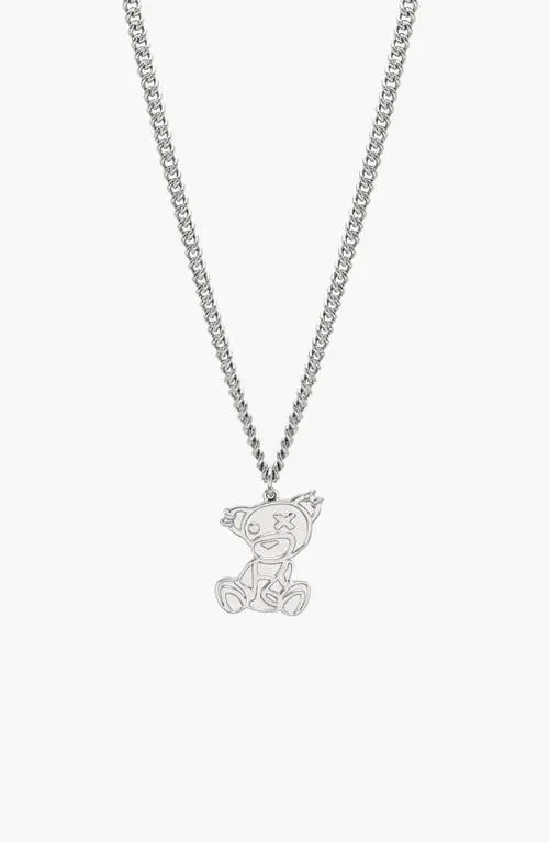 YOJ Teddy Bear Plated Necklace - Silver
