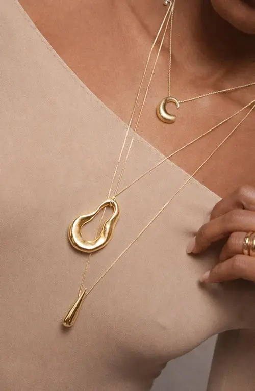 YOJ Eos Teardrop Necklace In Polished Or Plated - Gold