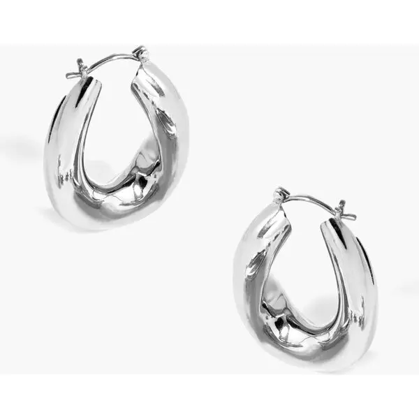 YOJ Midi Chubby Twisted Hoop Earrings - Silver
