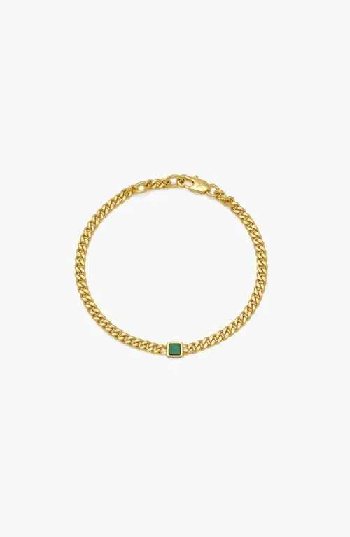 YOJ Malachite Stone Curb Chain Bracelet - Gold