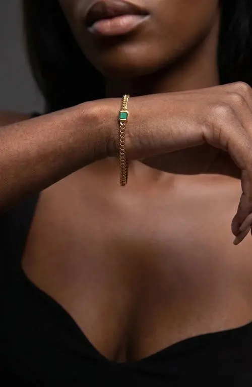 YOJ Malachite Stone Curb Chain Bracelet