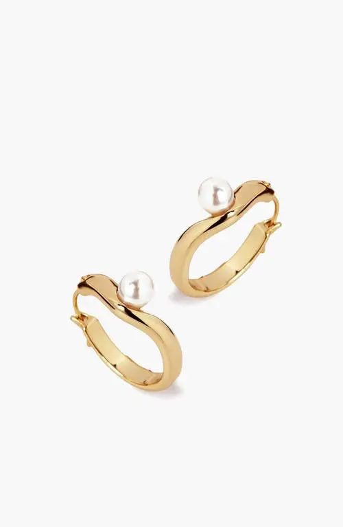 YOJ Pearl Hoop Earrings - Gold