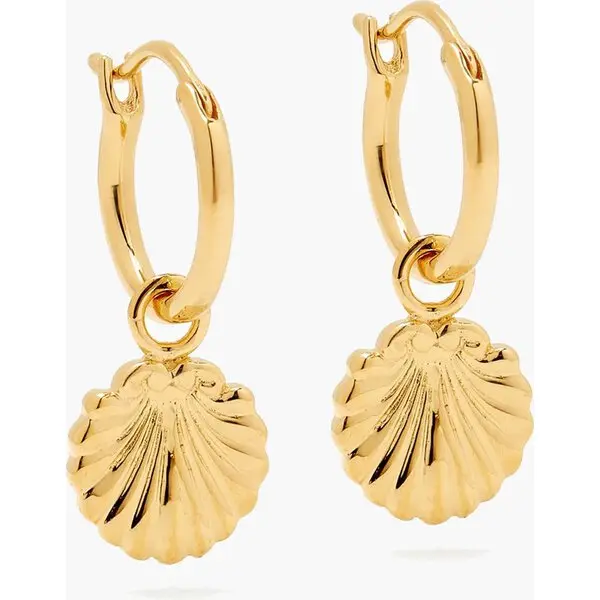 YOJ Concha Mini Charm Hoop Earrings - Gold