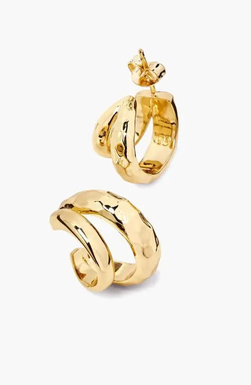 YOJ Double Claw Hammered Hoop Earrings