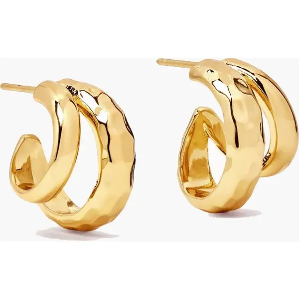 YOJ Double Claw Hammered Hoop Earrings - Two Tone