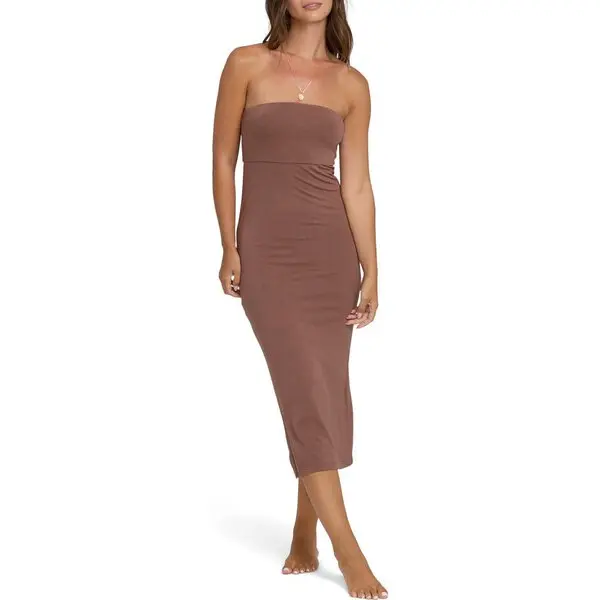 BILLABONG Lily Strapless Midi Dress - Black Stone